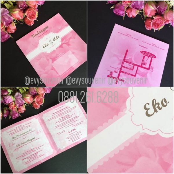 Undangan Pink Flowers (softcover) – Evy Souvenir